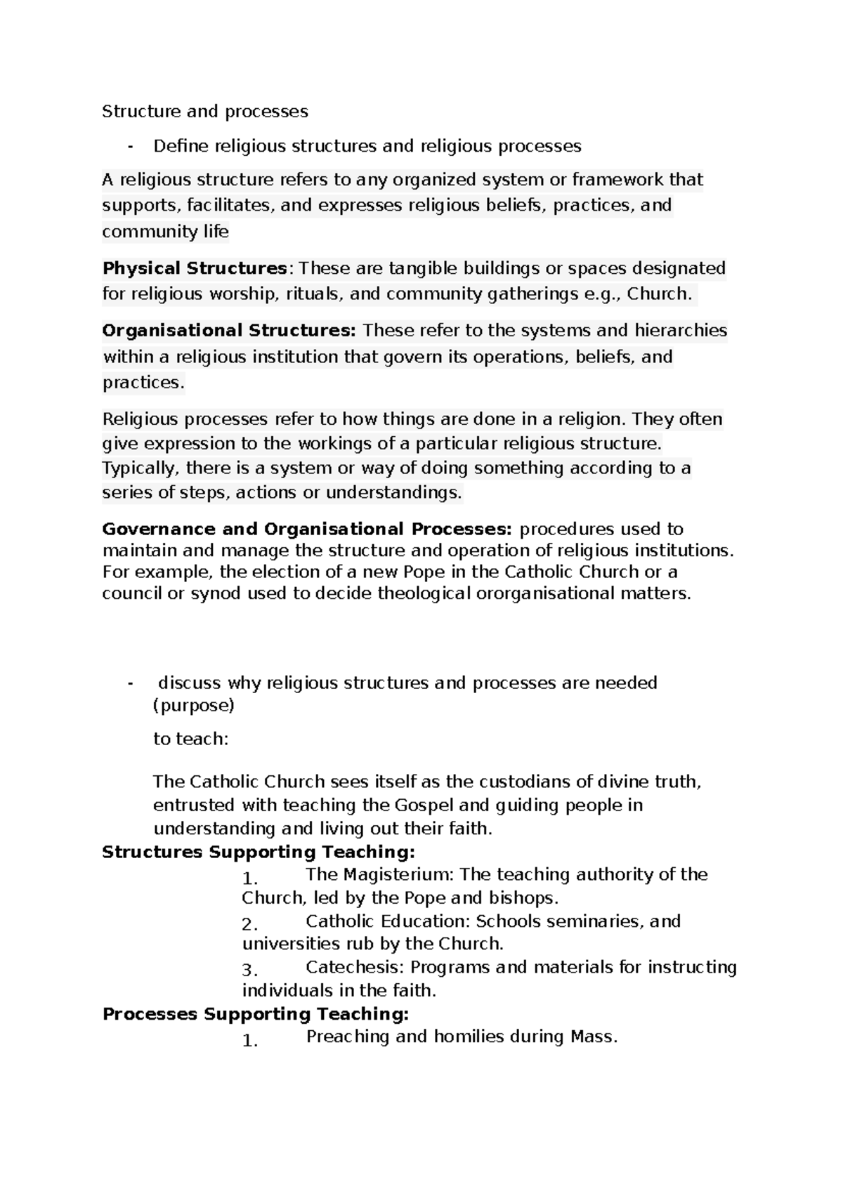 Religious Structures and Processes: Understanding Their Roles and ...