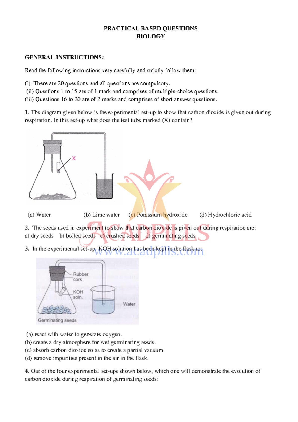 Science Practical-Based Questions for Biology & Physics (Final Exam ...