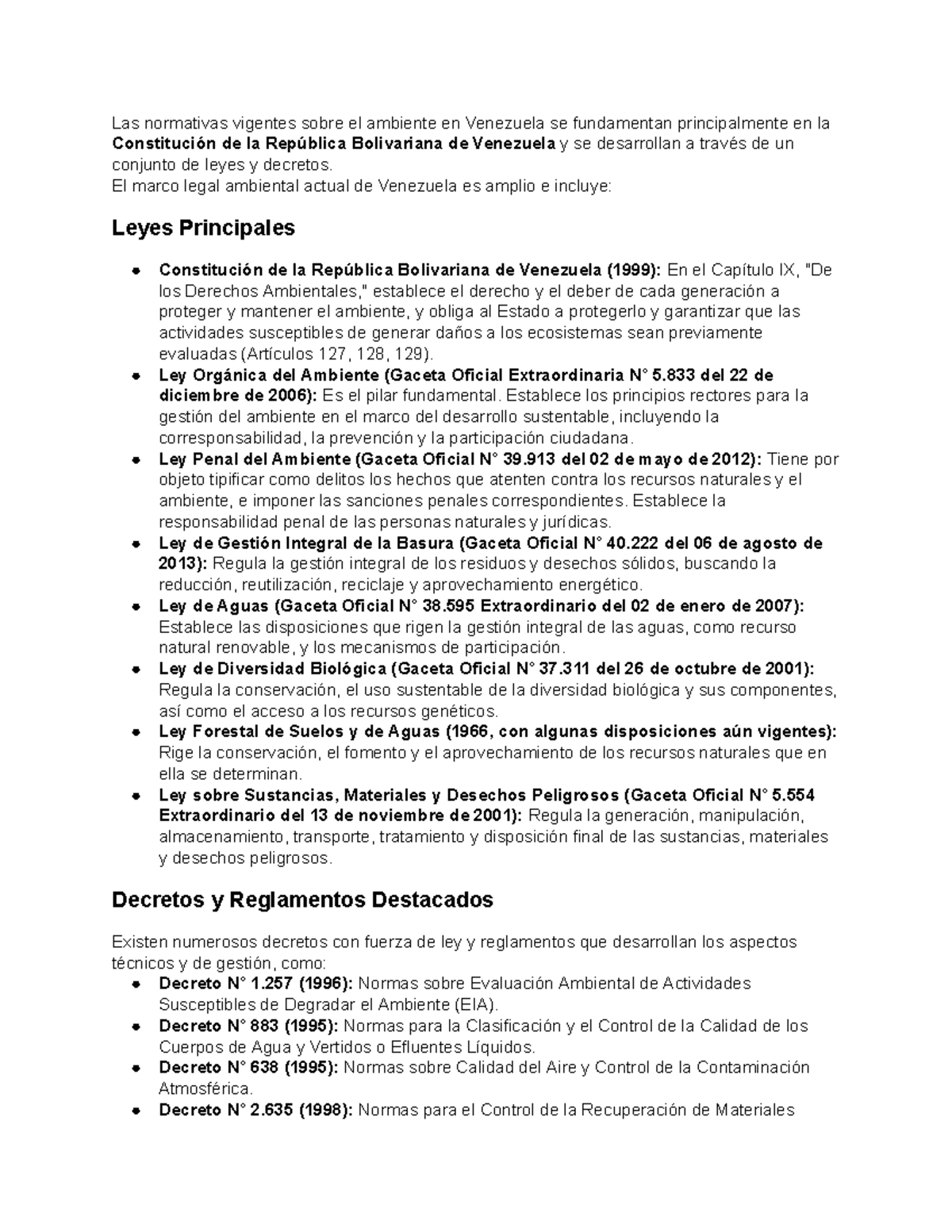 Normativas Vigentes sobre el Ambiente en Venezuela: Un Análisis Legal ...
