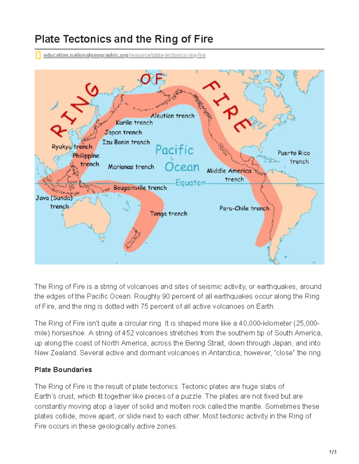 Education.nationalgeographic.org-Plate Tectonics and the Ring of Fire ...