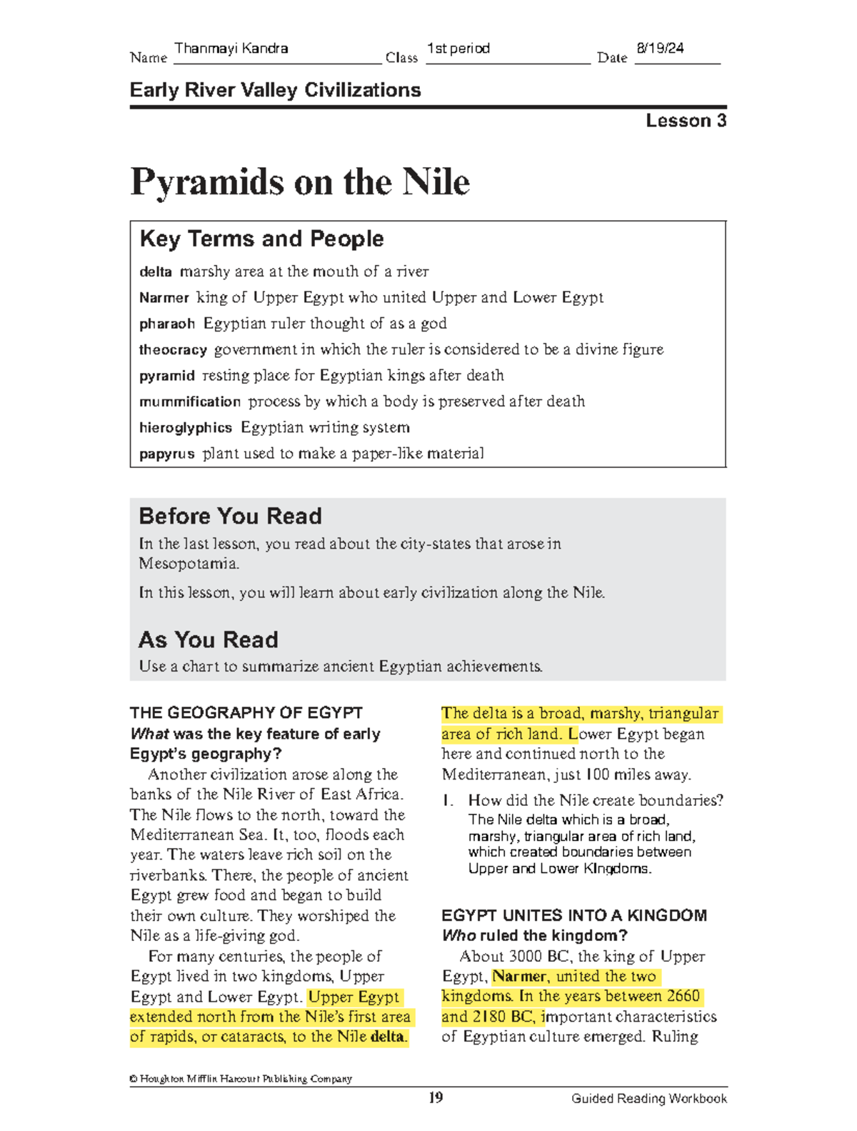 Pyramids on the Nile: Early River Valley Civilizations GRW 8 - Studocu