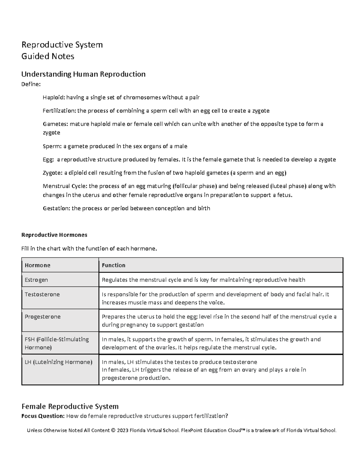 Understanding Human Reproduction: Guided Notes (BIO 101) - Studocu