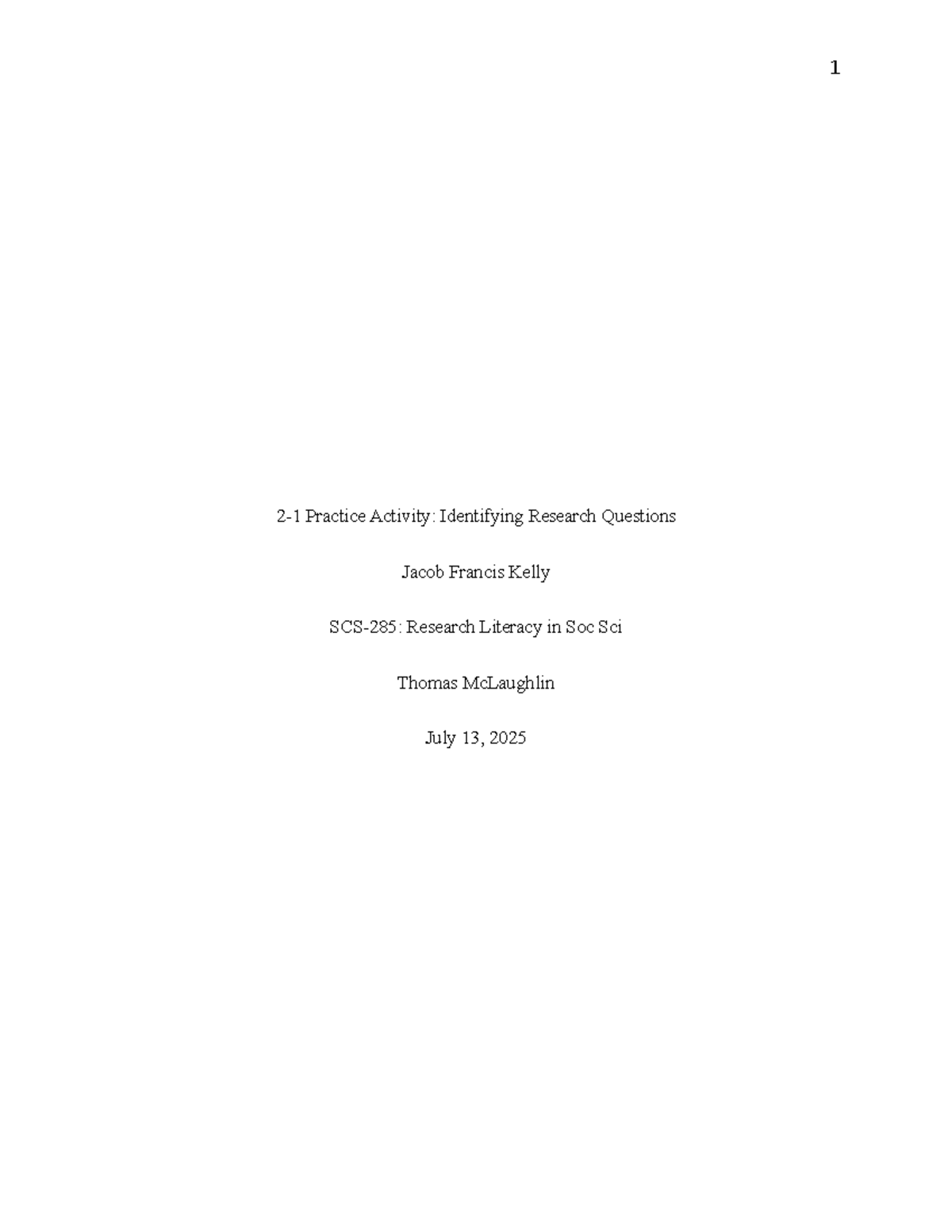 2-1 Practice Activity: Research Questions in Social Science - Studocu