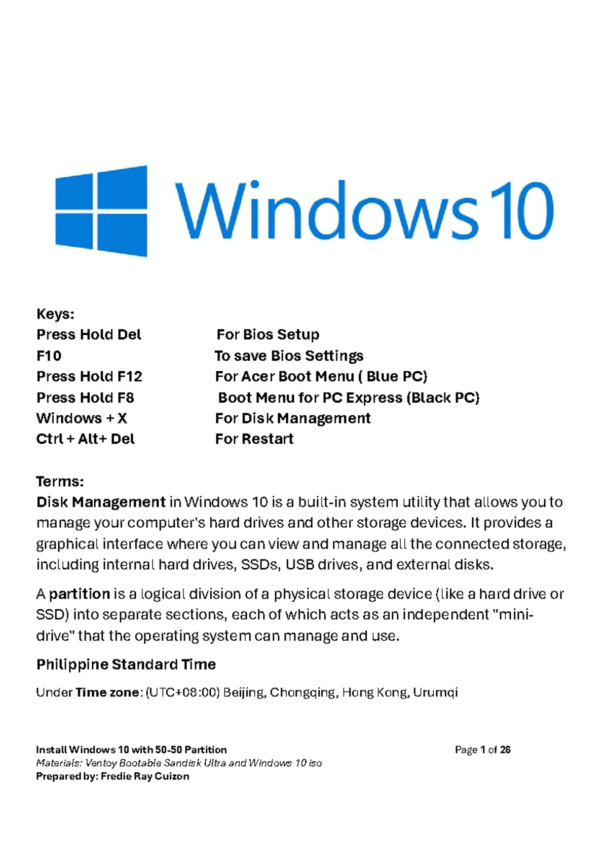 Windows 10 Installation Guide: 50 Steps for Setup and Partitioning ...