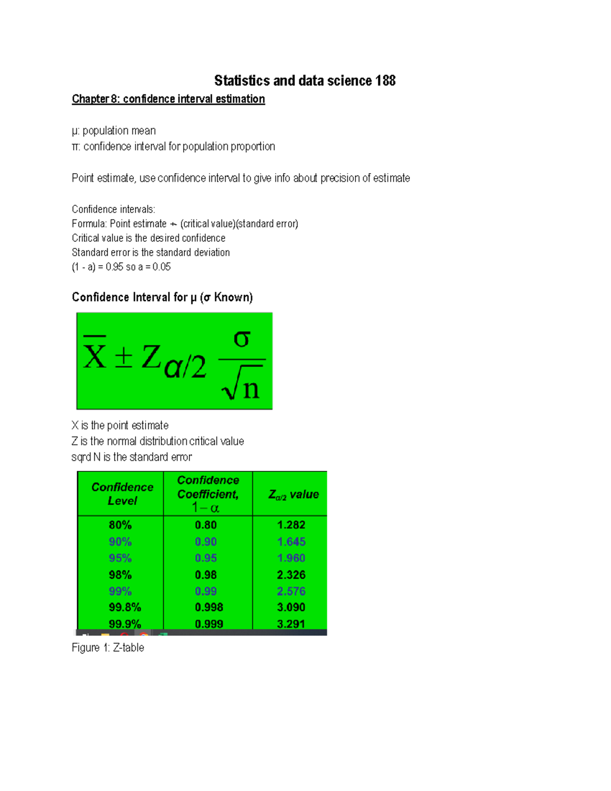 Statistics and Data Science S2A2: Chapters 8-14 Summary and Concepts - Studocu