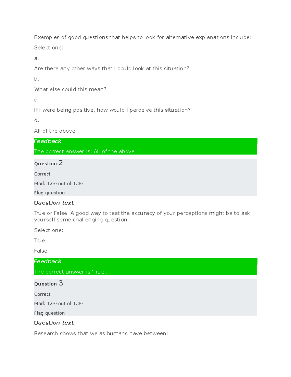 Document 14 - self quiz - Examples of good questions that helps to look ...