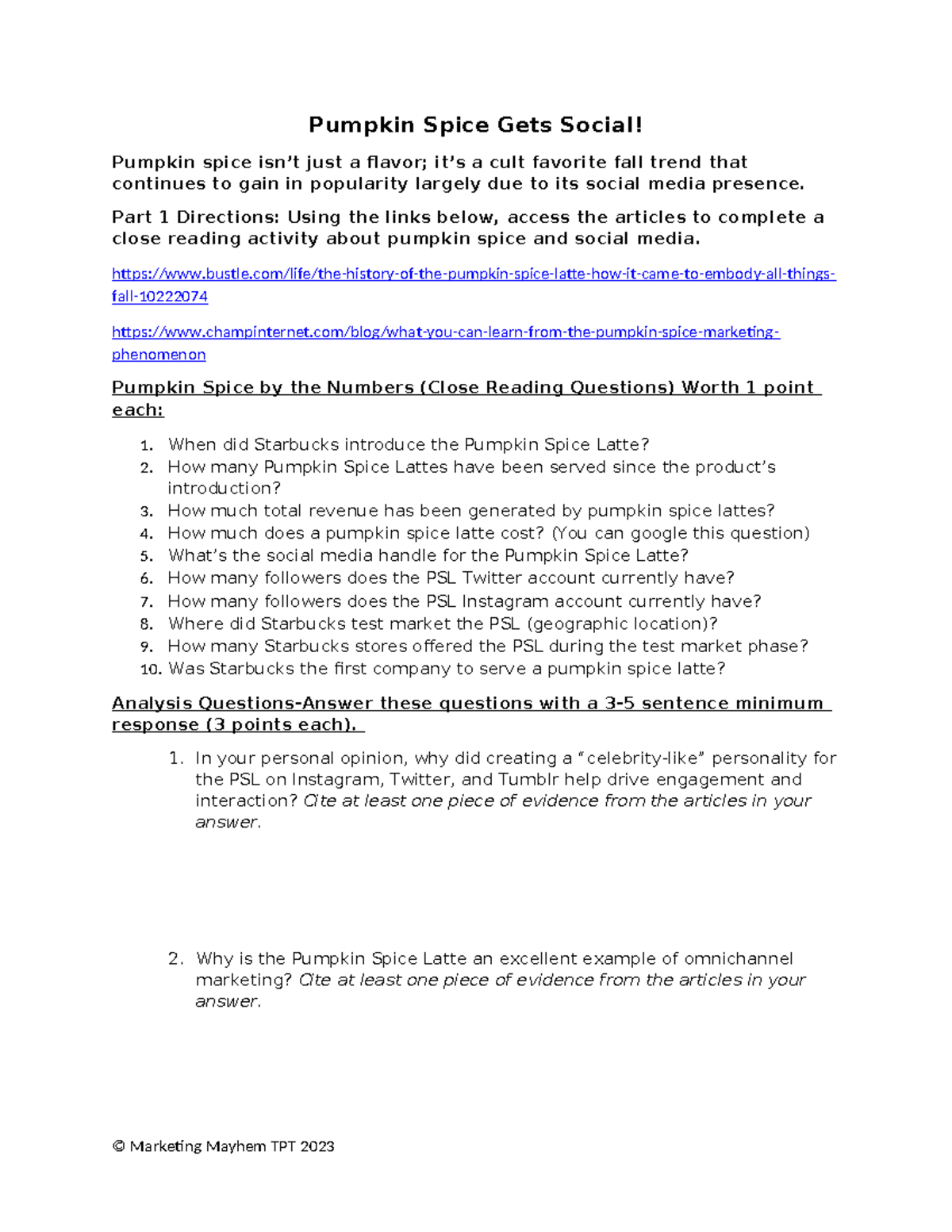 Pumpkin Spice Social Media Marketing Activity-1: Engaging with Trends ...