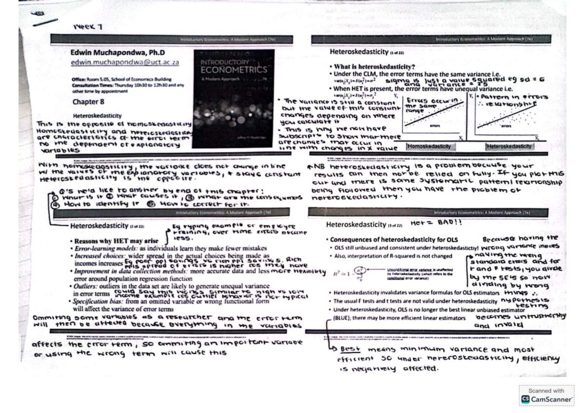 Week 7 Lecture Notes: Heteroskedasticity in Introductory Econometrics ...