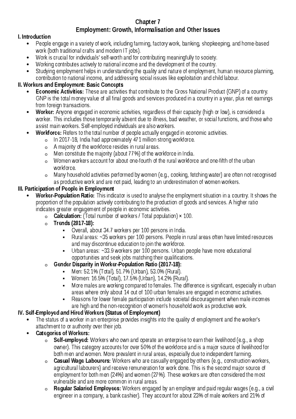 Chapter 7: Employment, Informalisation, and Related Issues - Studocu