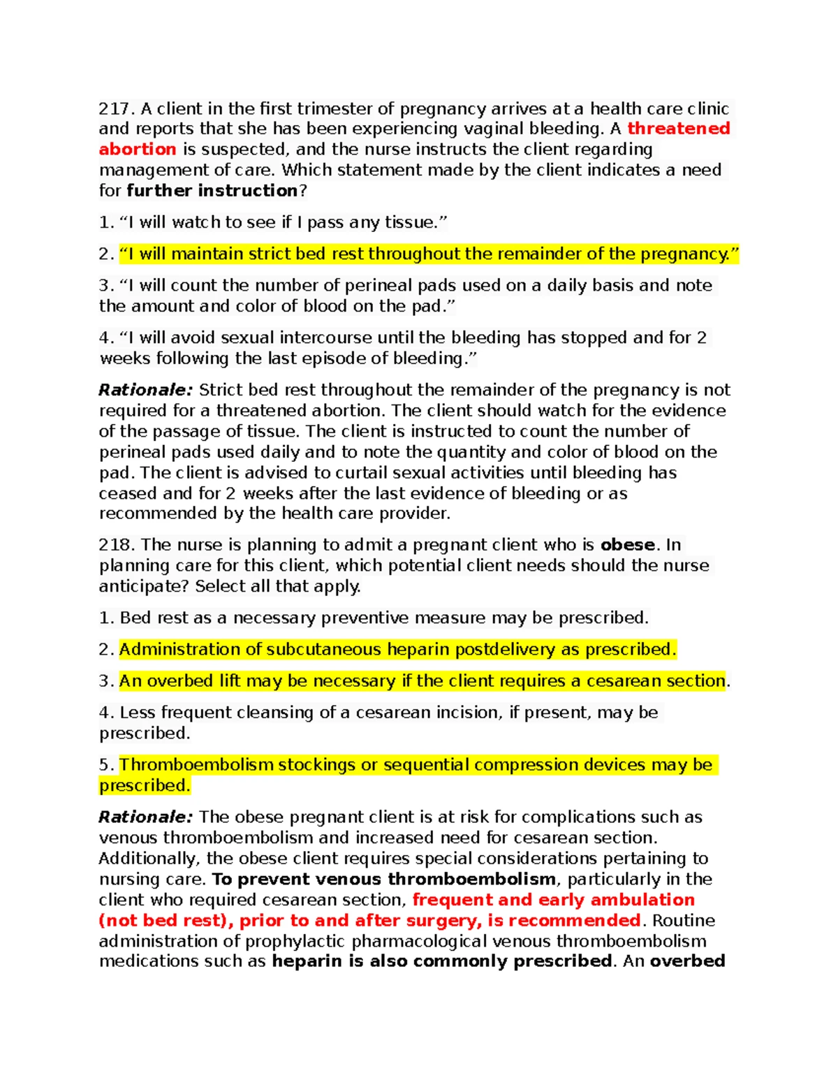 Ob questions 9 - Obstetrics nursing - The nurse in a labor room is ...