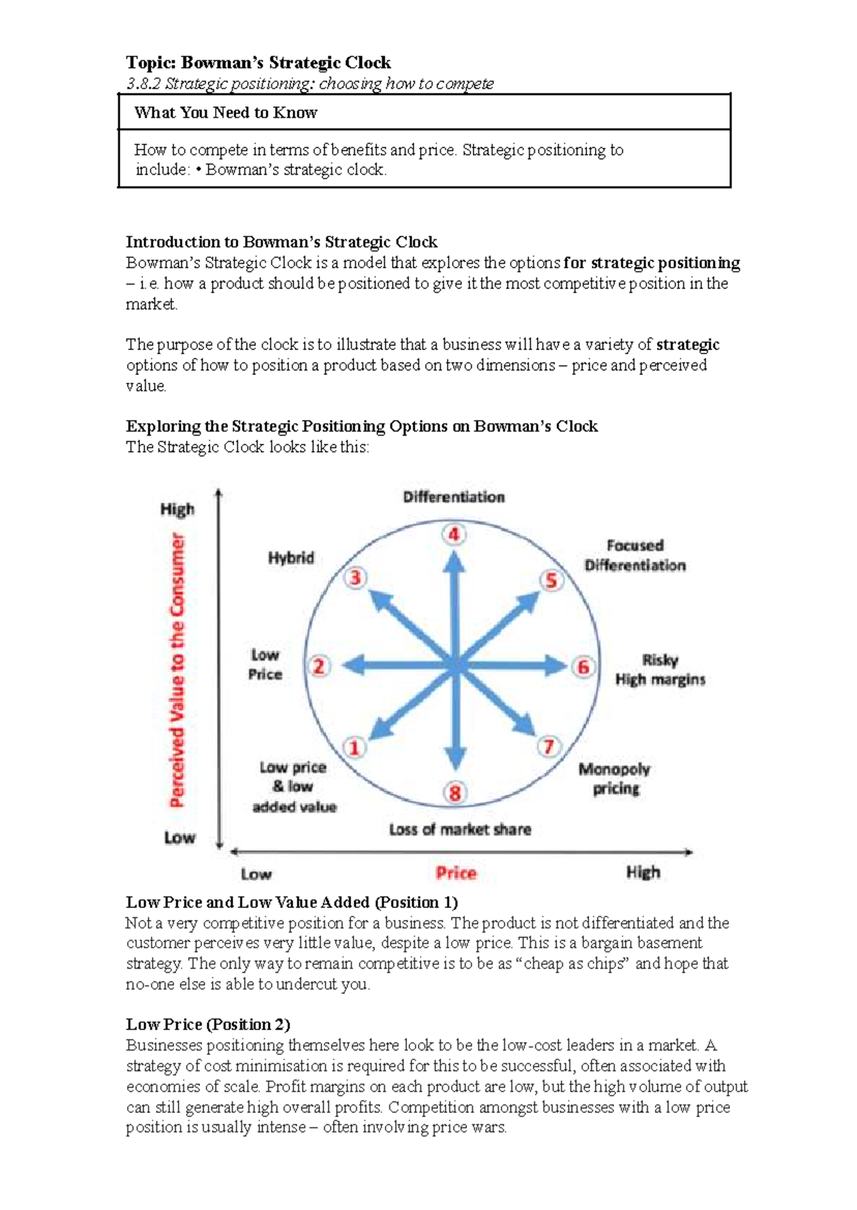 3.8.2 Strategic Clock: Competitive Positioning Strategies Explained ...