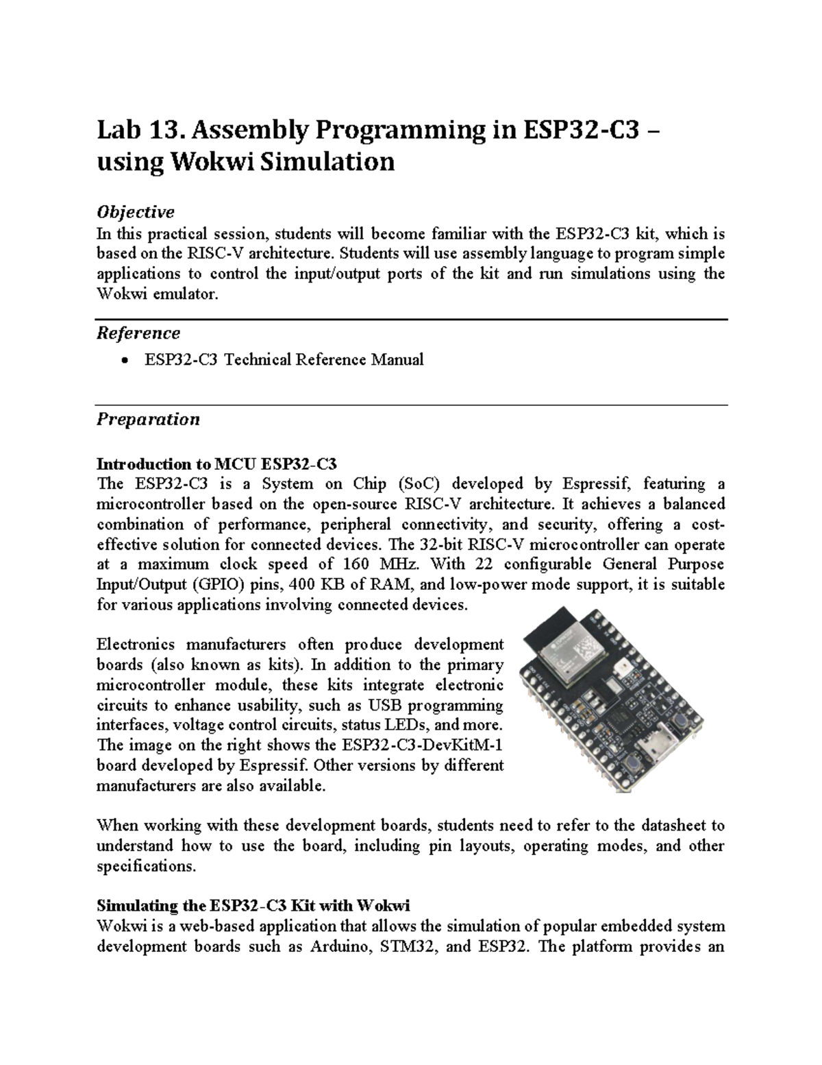 IT3280E Lab 13: Assembly Programming with Wokwi Simulation - Studocu