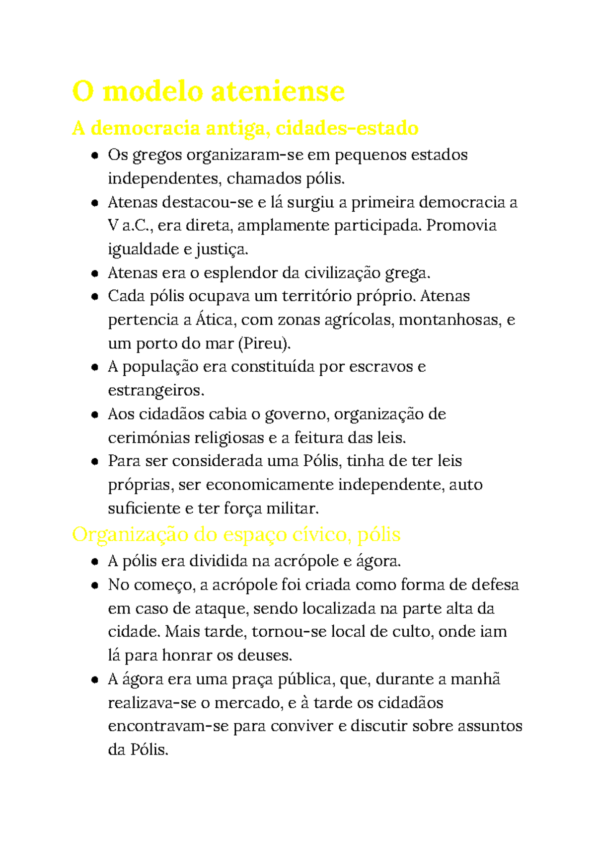 O modelo ateniense: A democracia e a vida cívica na pólis - Studocu