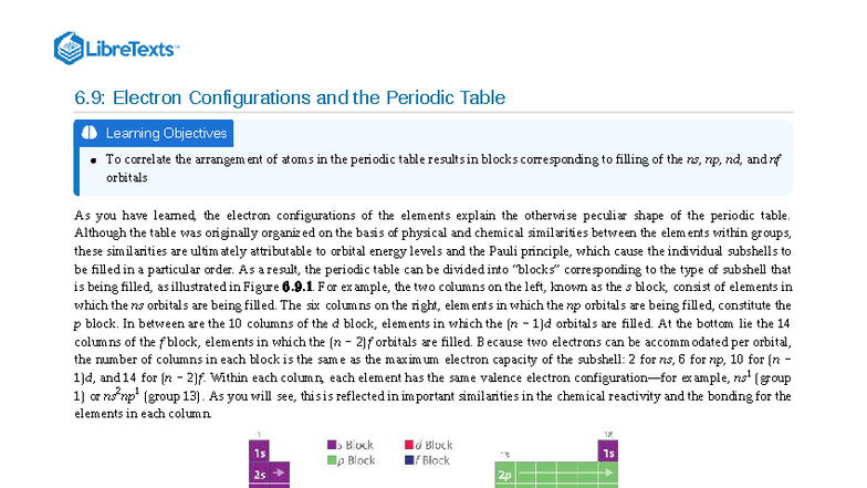 6.9: Electron Configurations & Periodic Table Overview - Studocu