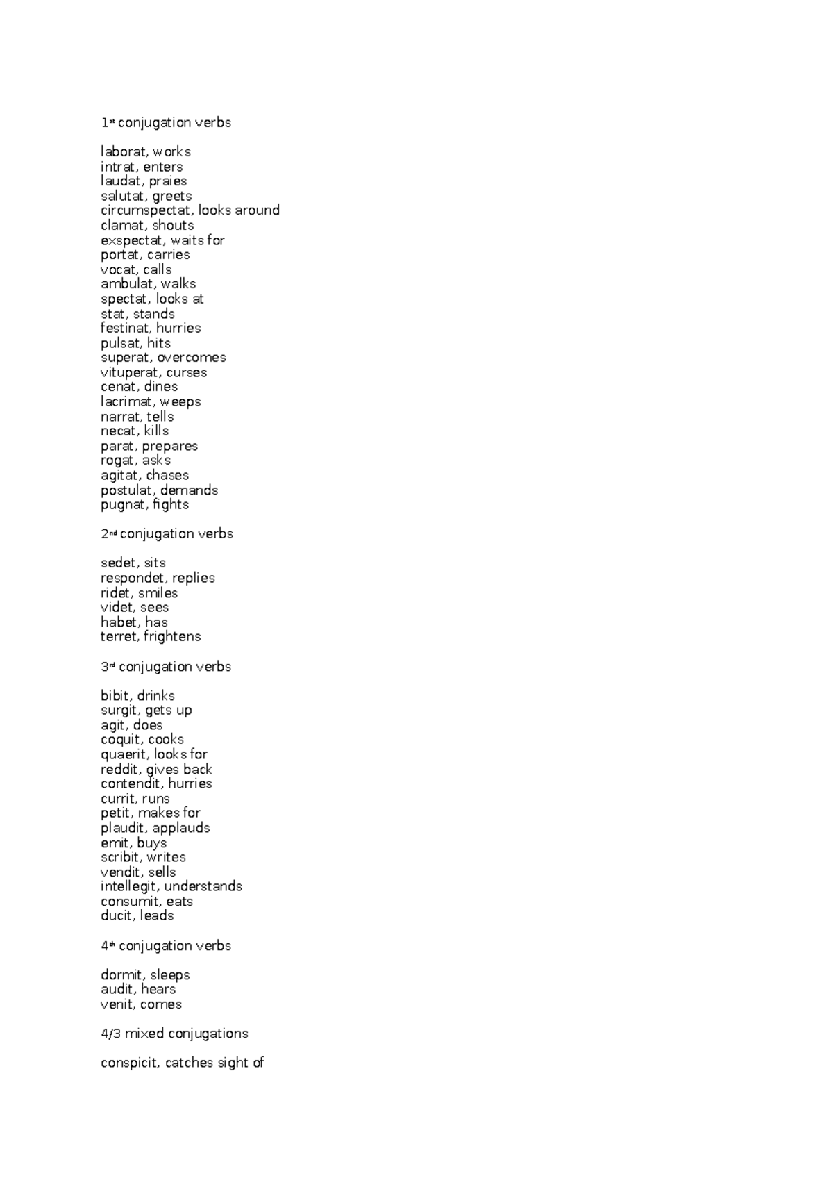Latin Checklist 1-8: Conjugations & Nouns Vocabulary - Studocu
