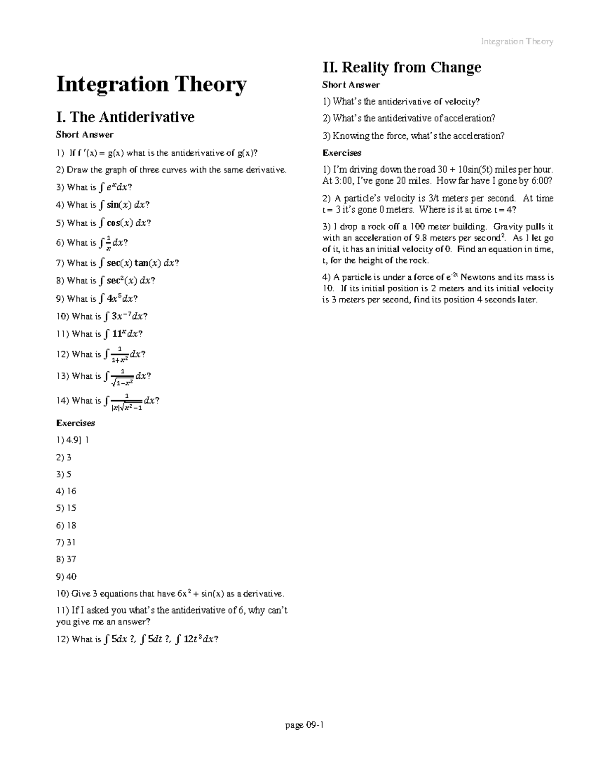 Integration Theory: Antiderivatives and Area Approximations - Studocu