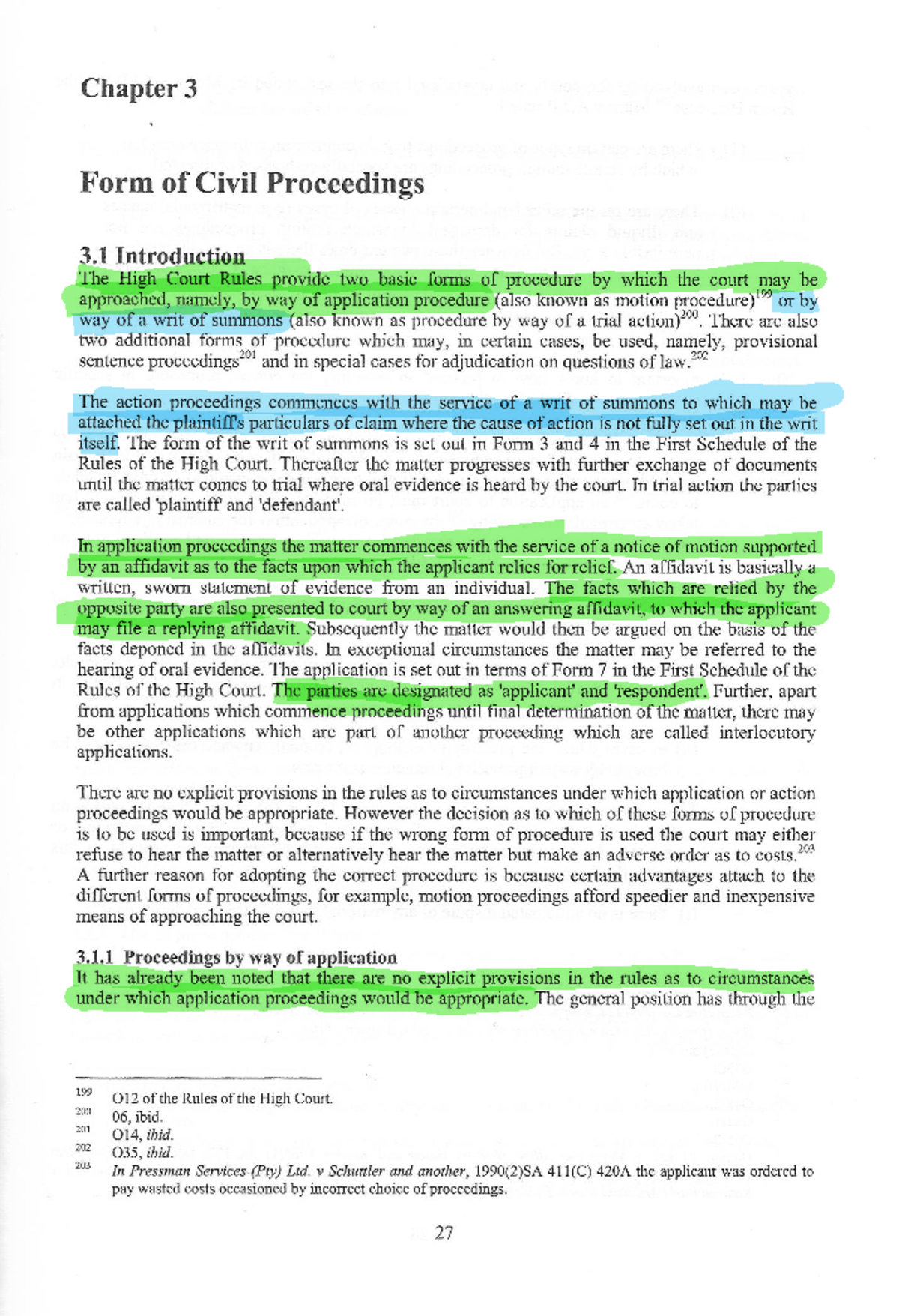 Chapter 3: Forms of Civil Proceedings in High Court Rules - Studocu