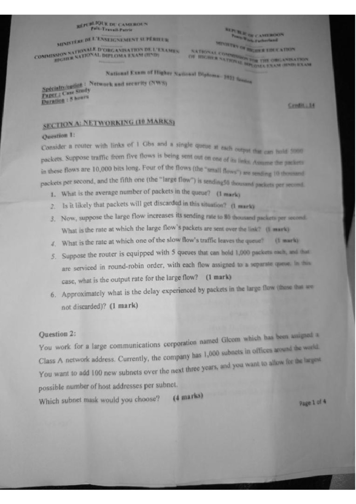 HND 22 - Past Exam Questions for Network and Security 2021 - Studocu