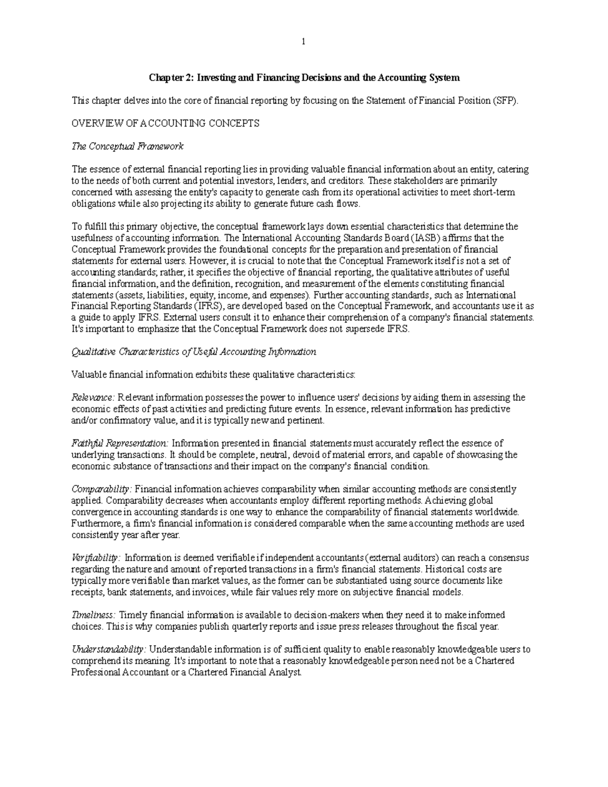 Chapter 2 - Investment and Financing Decisions Overview - Studocu