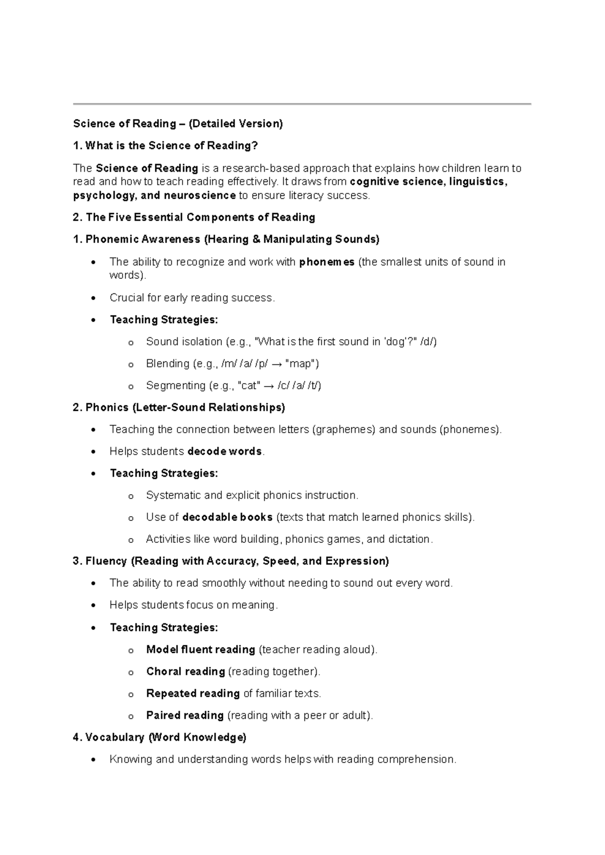 Science of reading detailed - Science of Reading – (Detailed Version) 1 ...
