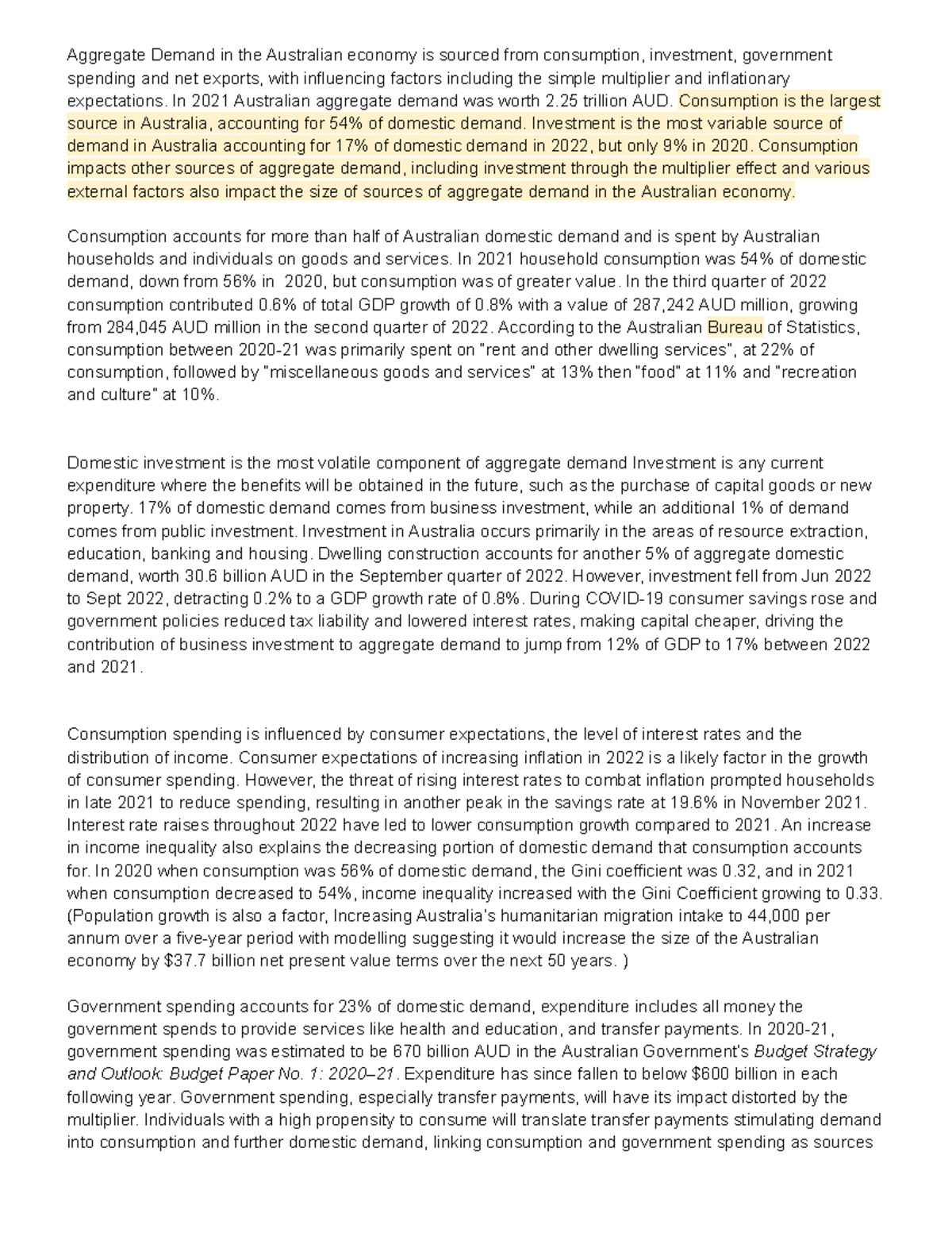 Sources of Aggregate Demand in Australia: An Essay Analysis - Studocu