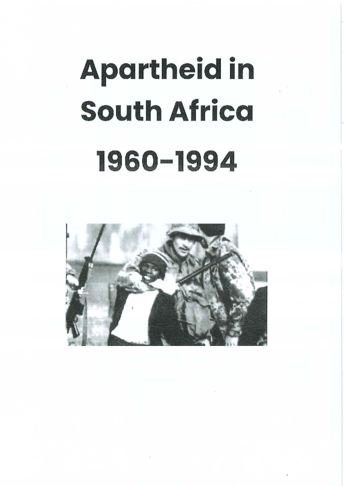 Apartheid in South Africa: Key Terms and Historical Overview (HIST 101 ...