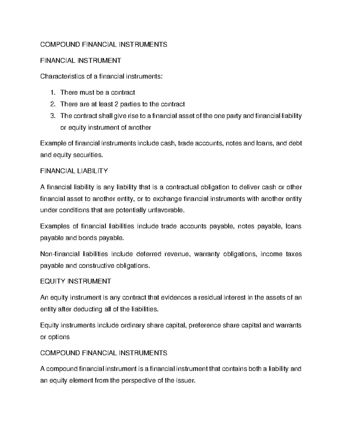 Compound Financial Instruments - COMPOUND FINANCIAL INSTRUMENTS ...