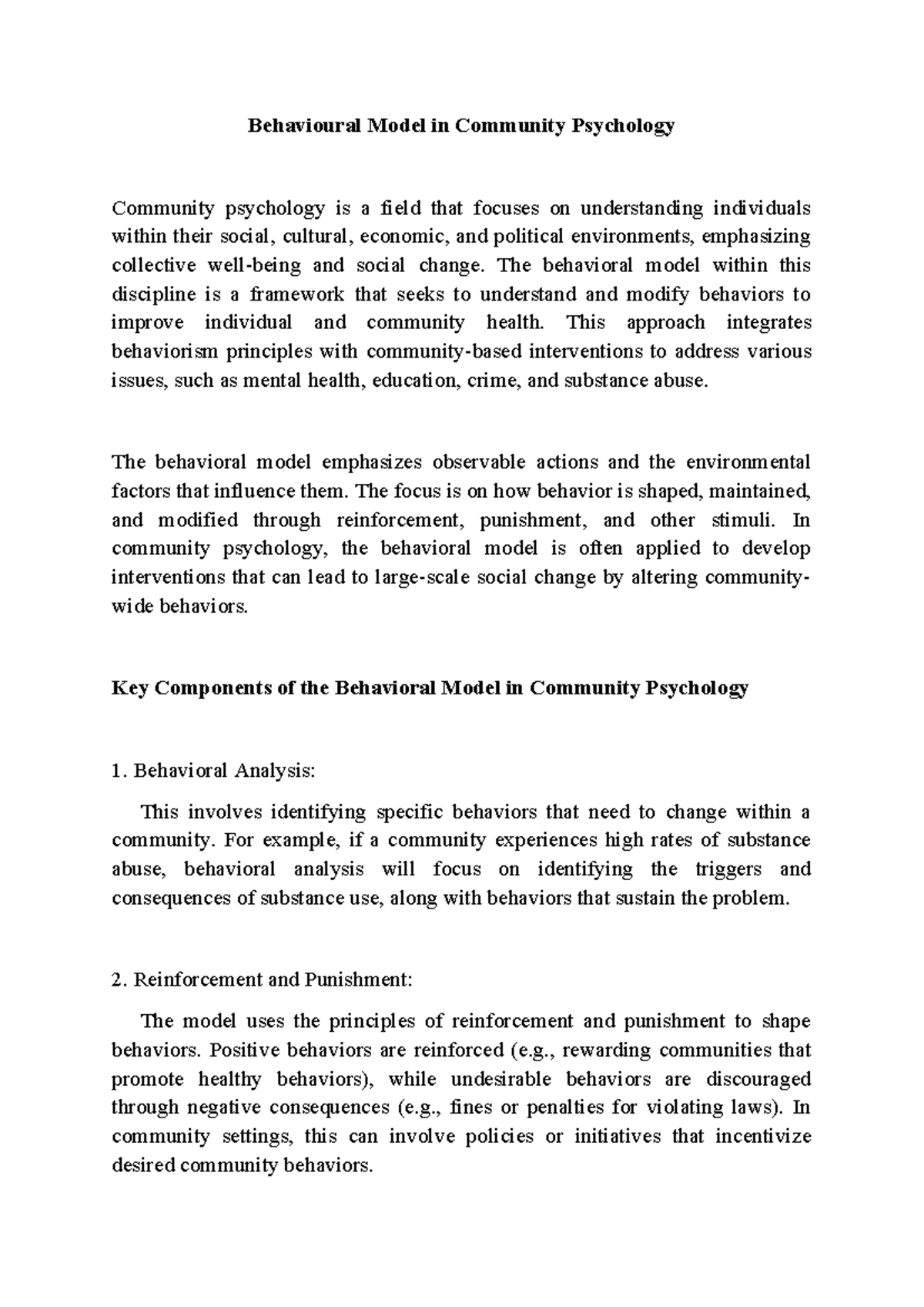 Ecological Model Overview in Community Psychology: Key Concepts ...