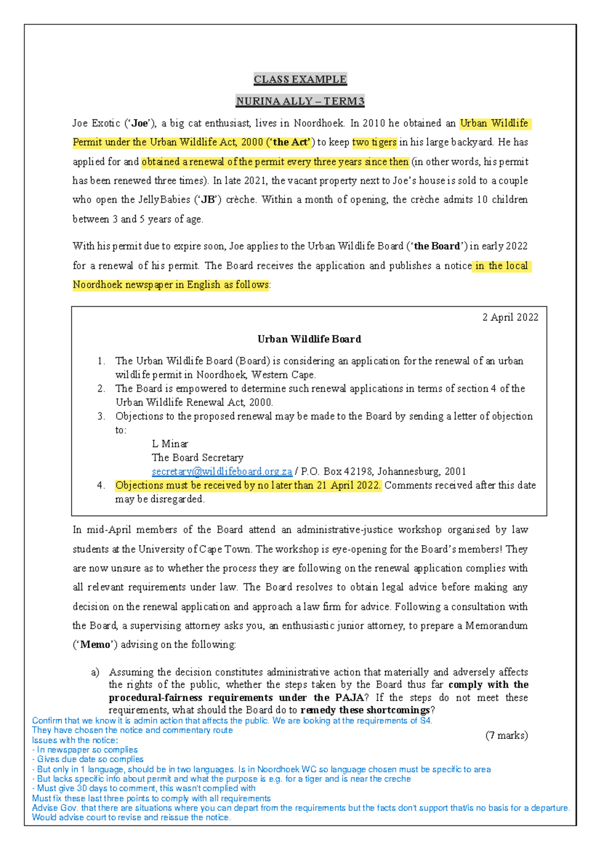 NUR 3 Term 3 Case Study: Joe Exotic's Urban Wildlife Permit Renewal ...