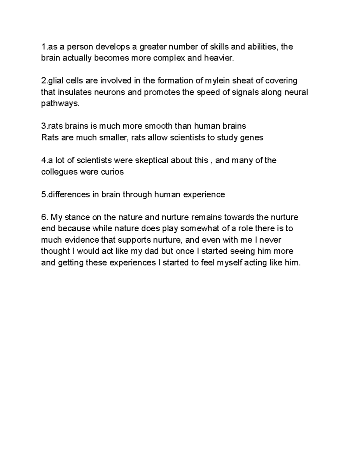AP PSYCH - Key Notes on Brain Development and Experience - Studocu
