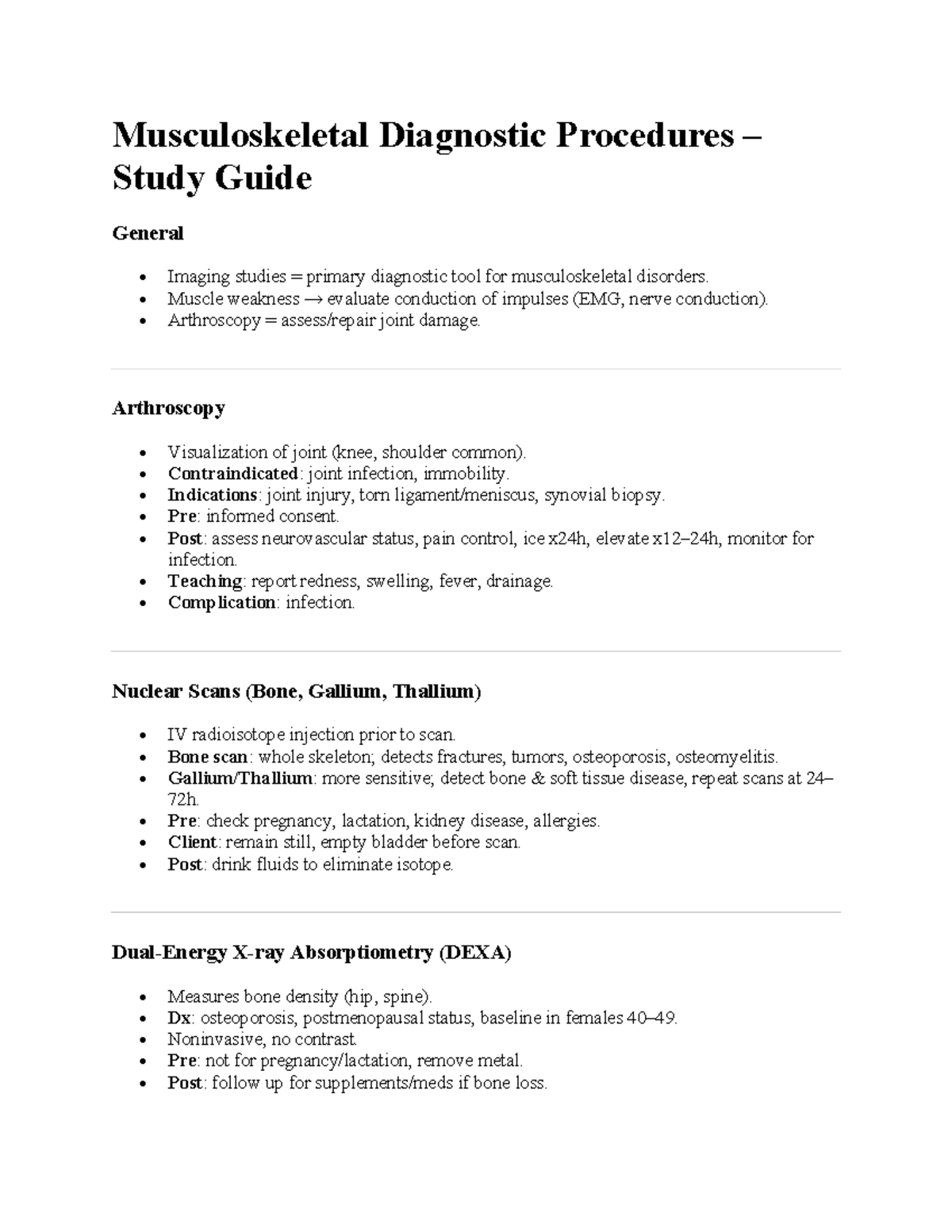 Musculoskeletal Trauma & Management: Nursing Care Guidelines (NUR 301 ...