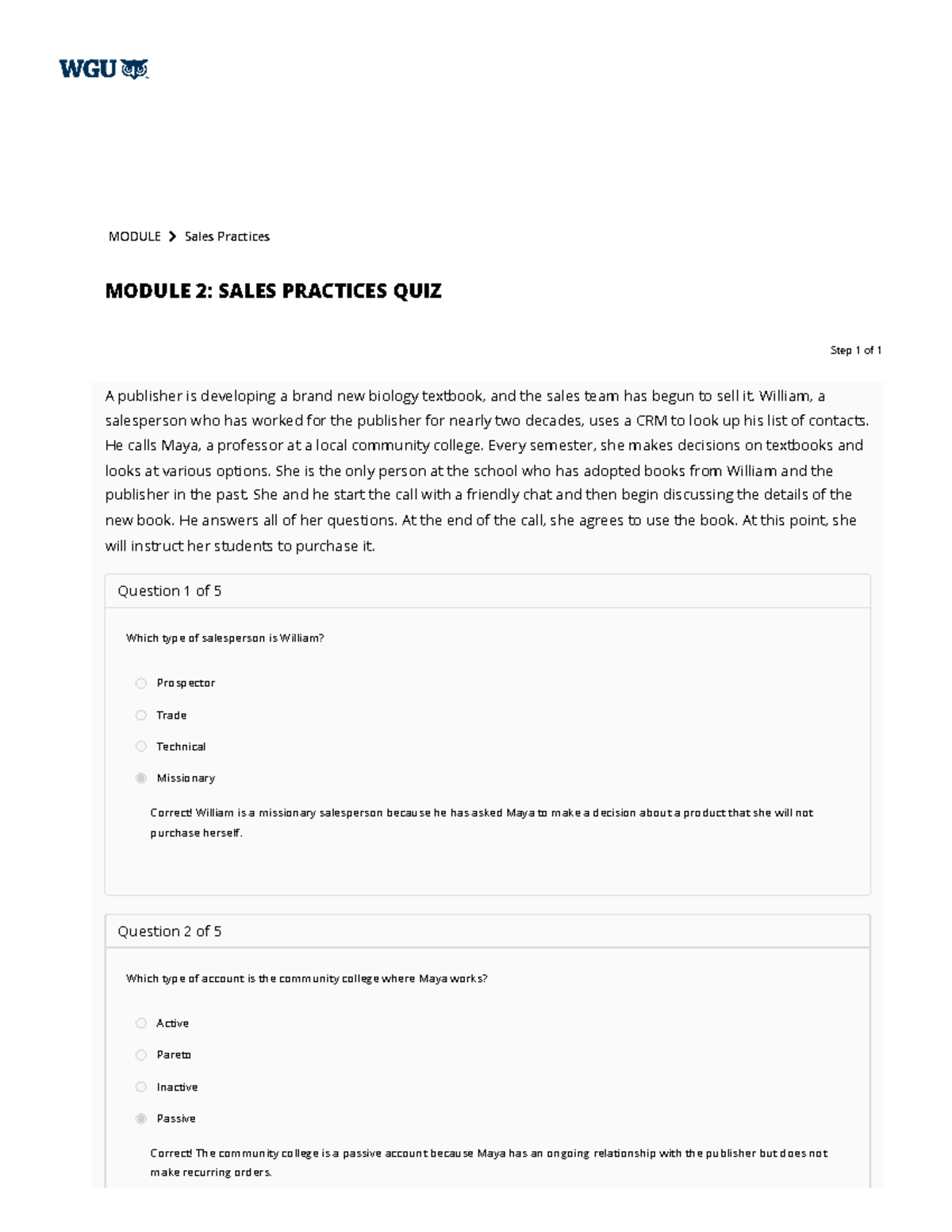 Module 2: Sales Practices Quiz Insights and Key Concepts - Studocu