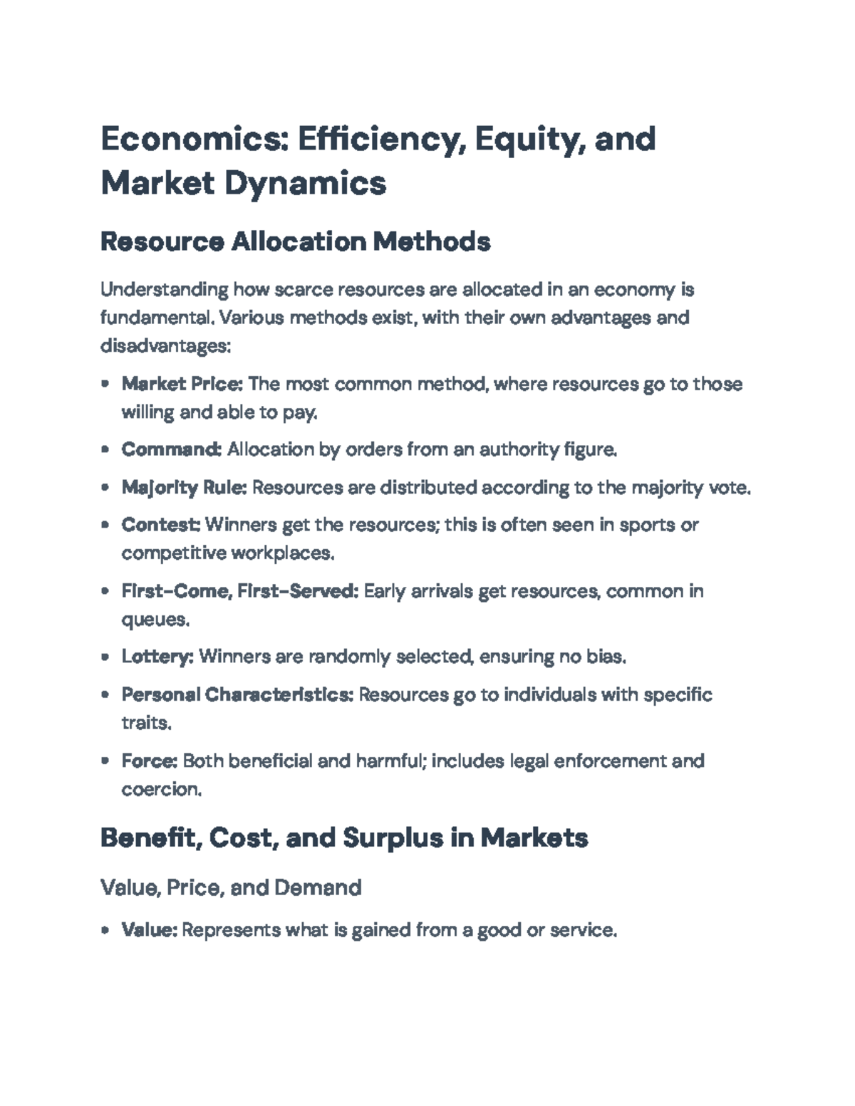 Economic Principles: Efficiency, Equity, and Resource Allocation ...