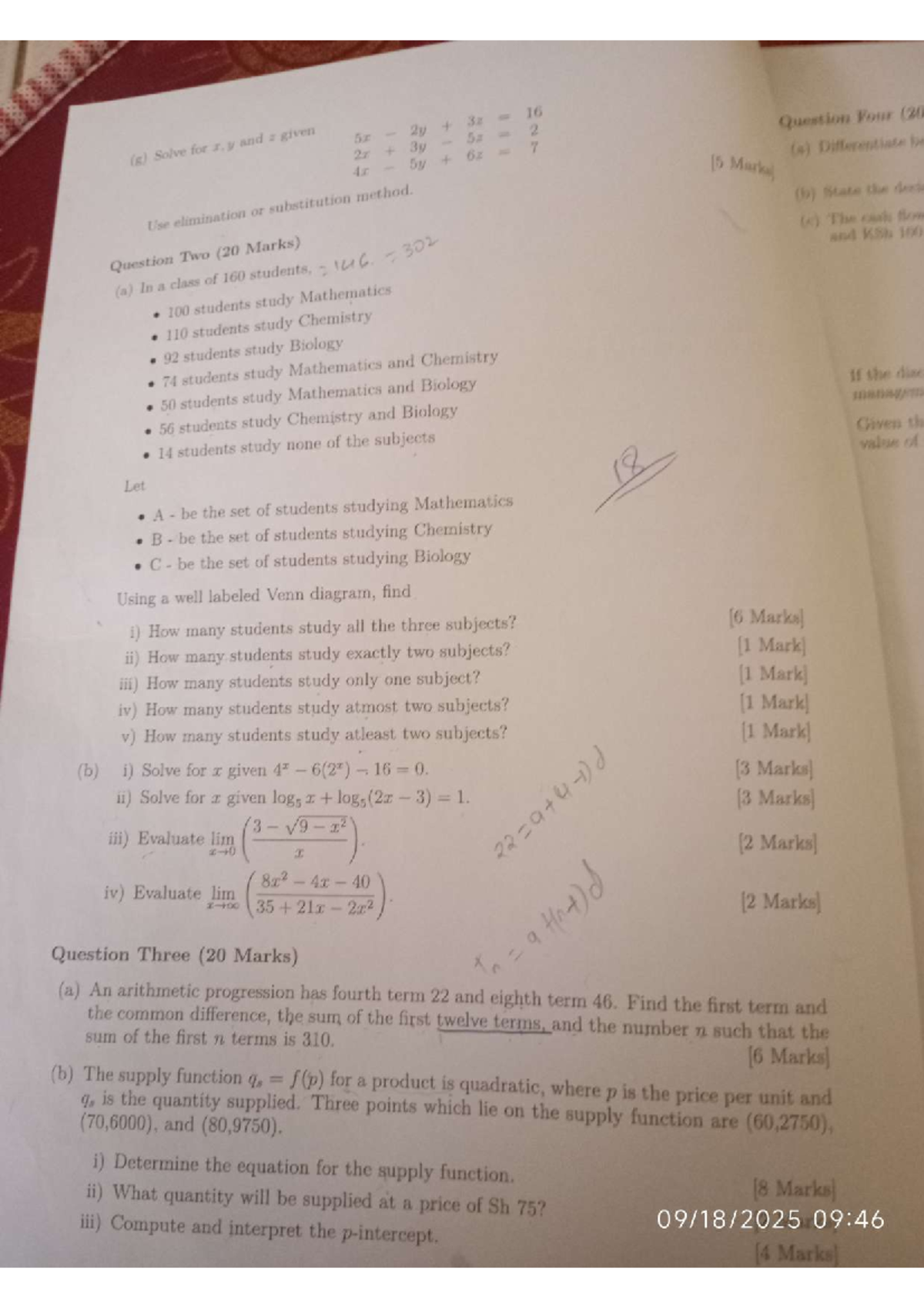 MNGT Math 1 Final Exam - Past Paper Solutions and Analysis - Studocu