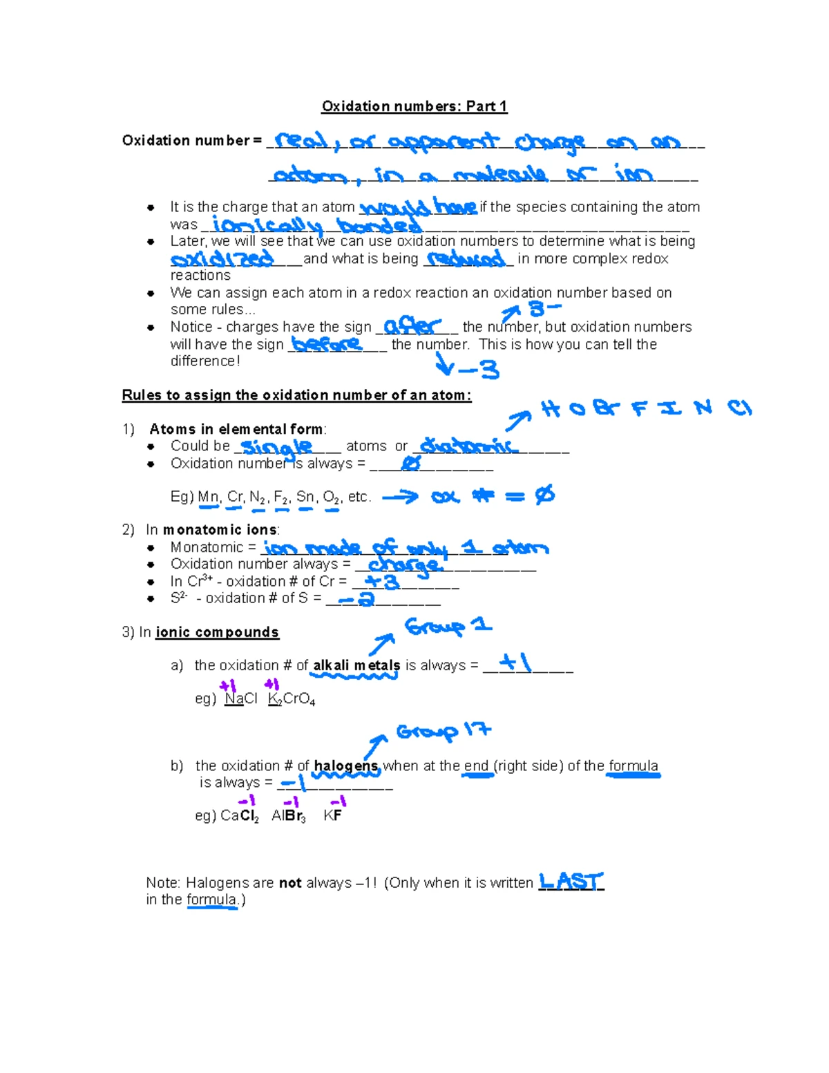 Oxidation Numbers: Part 2 - Gr 11 Chem Unit 5 Notes - Studocu