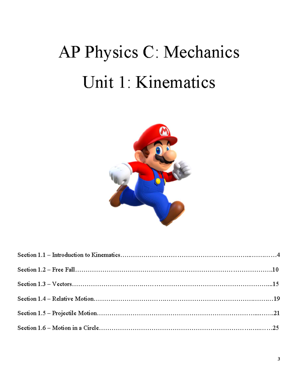 AP Physics C: Mechanics Unit 1 Kinematics Comprehensive Notes - Studocu