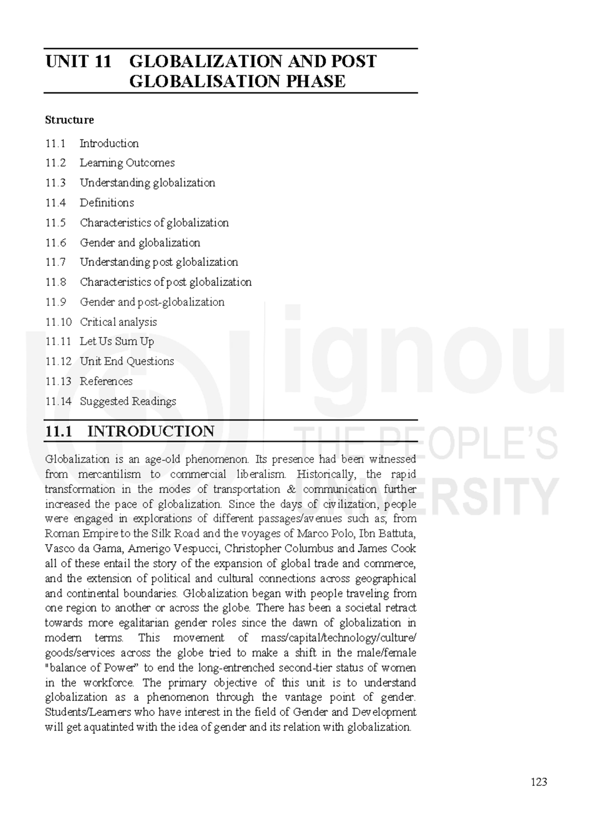 Unit 11: Globalization and Post-Globalization Phase - Summary for B.A ...
