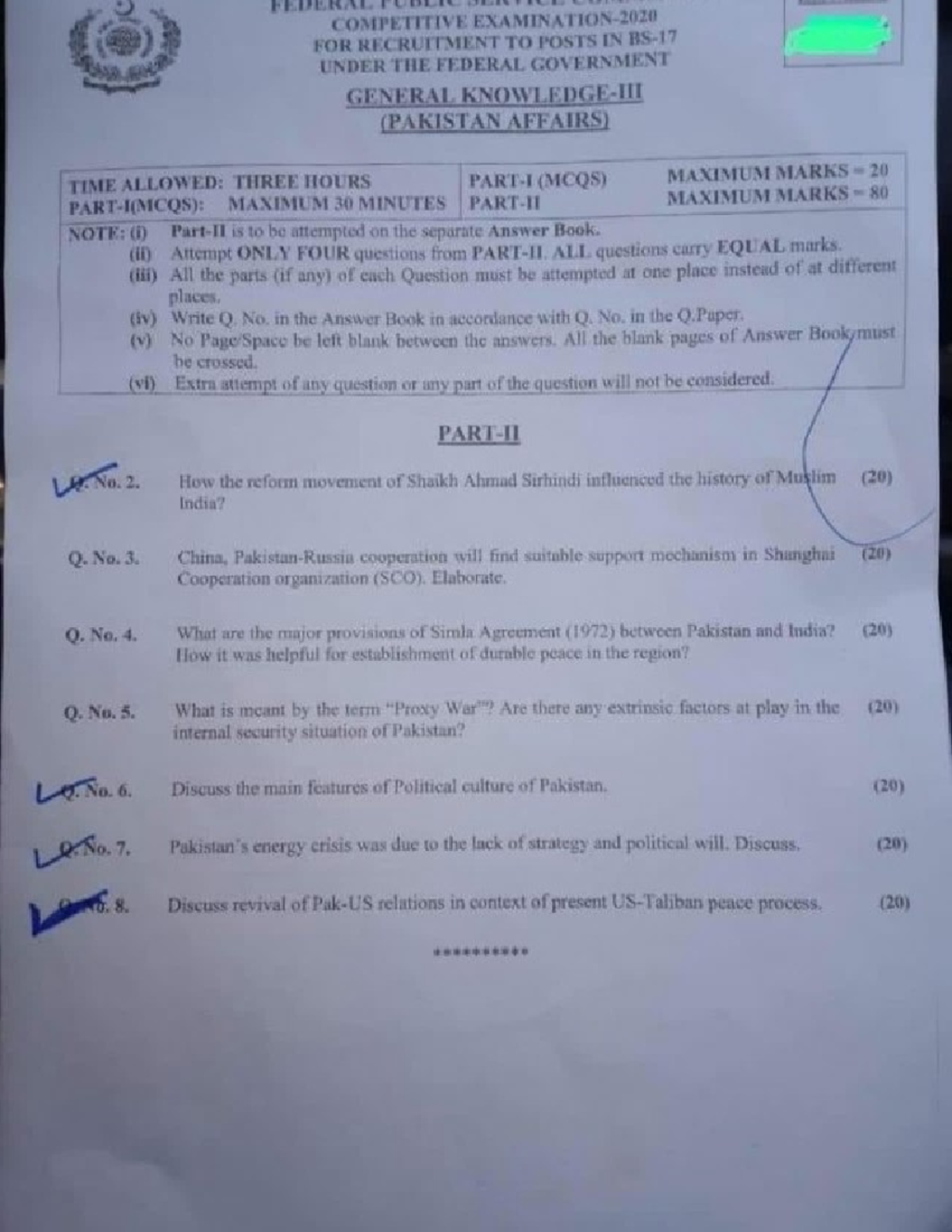 Pakistan Affairs CSS 2000-2020 Past Exam Papers & Analysis - Studocu