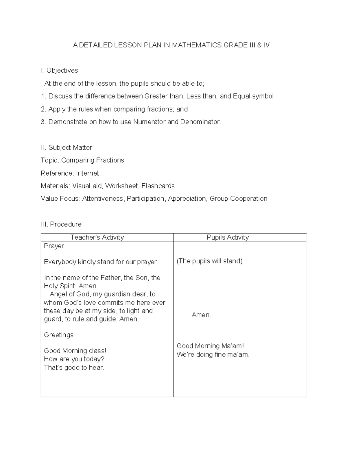 A Detailed Lesson PLAN IN Mathematics Grade III - A DETAILED LESSON ...