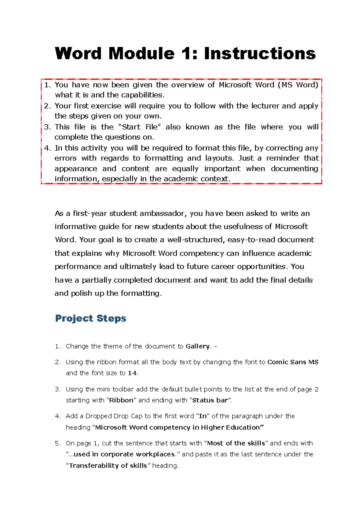 Word Module 1: MS Word Formatting & Guide for Students (NS) - Studocu