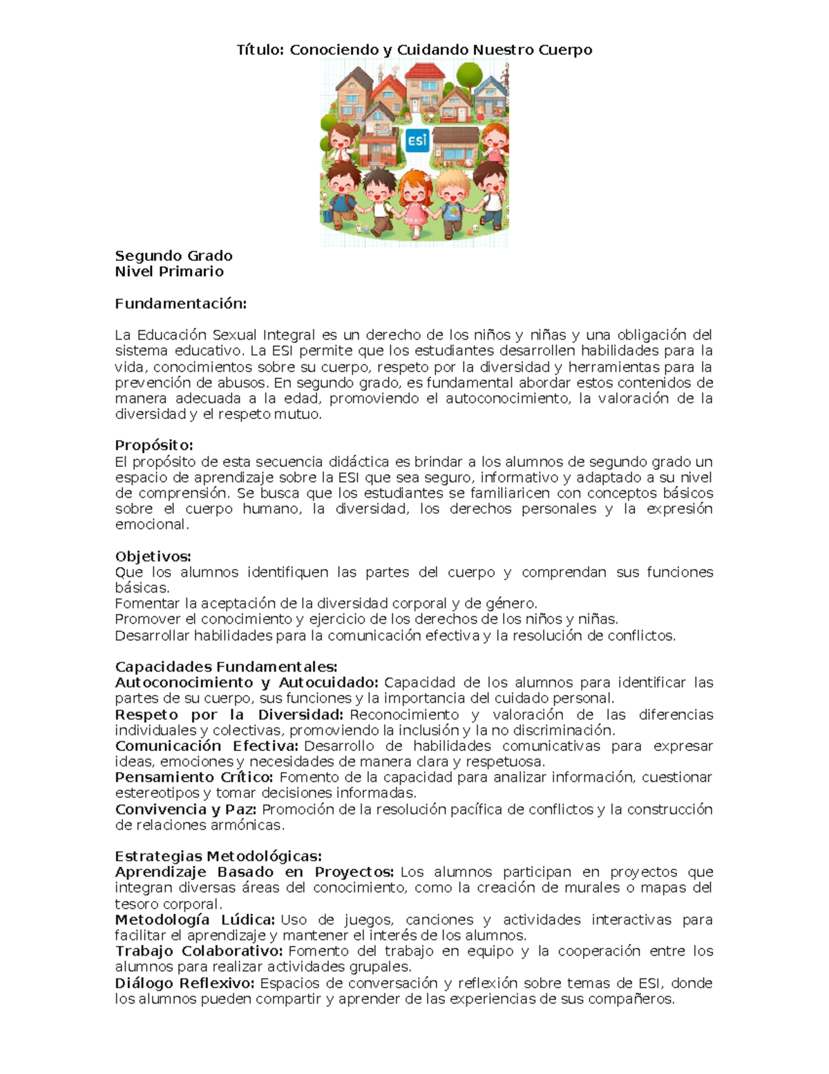 Secuencia Didáctica ESI: Conociendo Nuestro Cuerpo - 2° Grado - Studocu