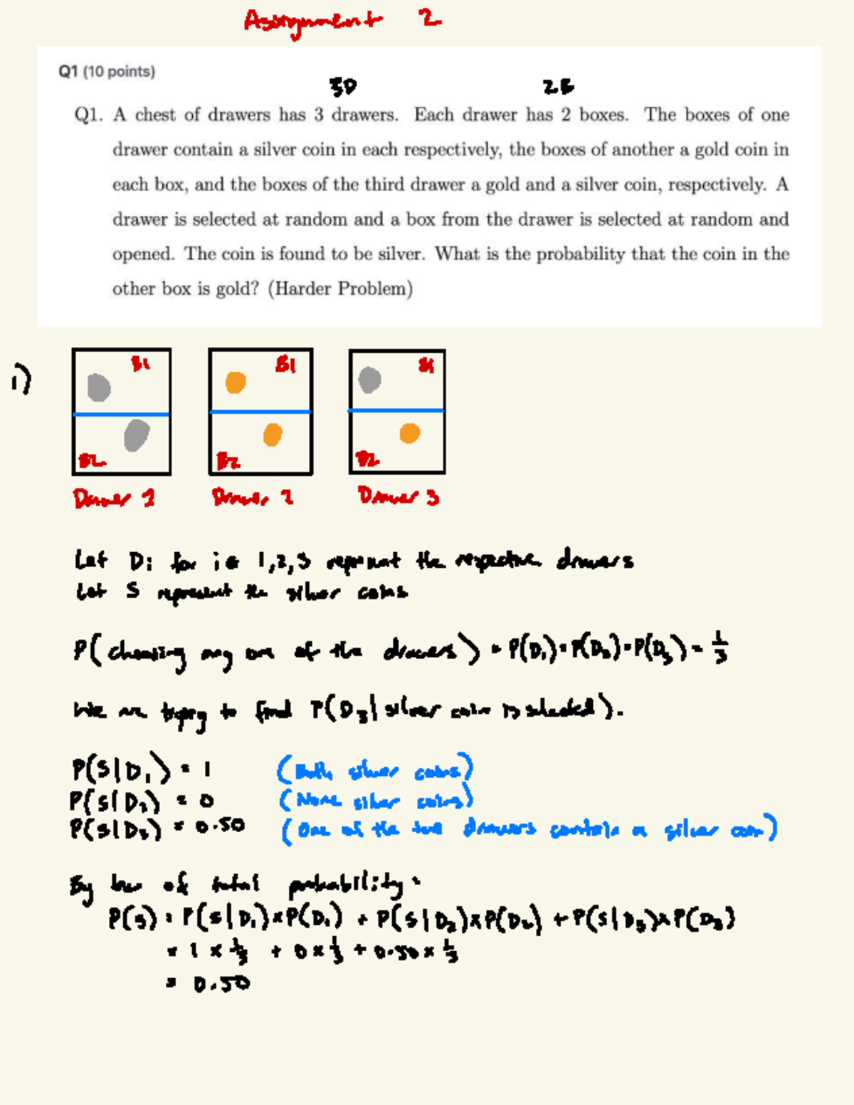 Assignment 2 Question 1 H1 2020: Probability of Silver Coins - Studocu