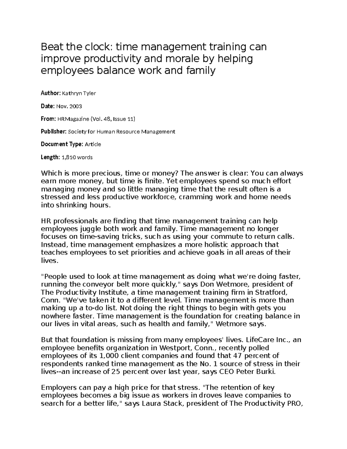 ENG 130 Time Management Training: Boosting Productivity & Morale - Studocu