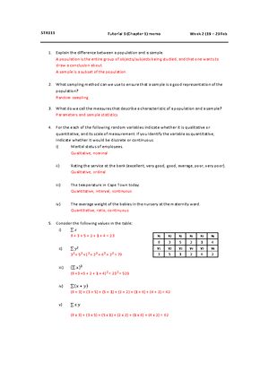 BASIC STATISTICS QUIZ (STAT101) - SELF TEST & MEMO - Studocu