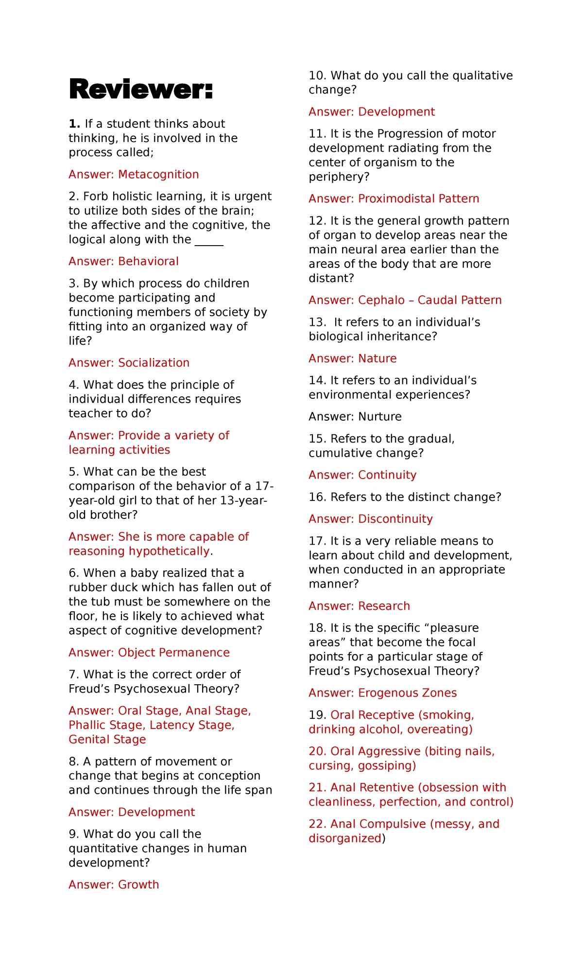 Reviewer - Reviewer: If a student thinks about thinking, he is involved ...