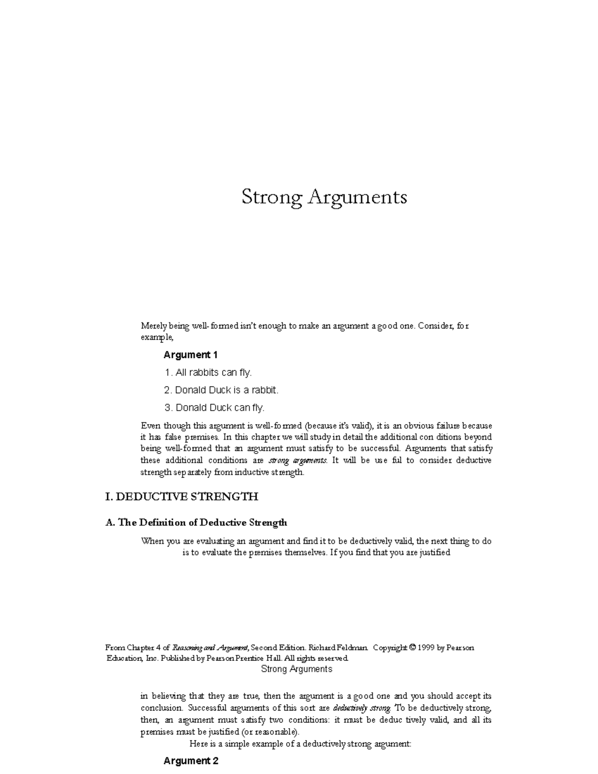 Feldman Strong Arguments - 3FBTPO BOE "SHVNFOU 3JDIBSE 'FMENBO 4FDPOE ...