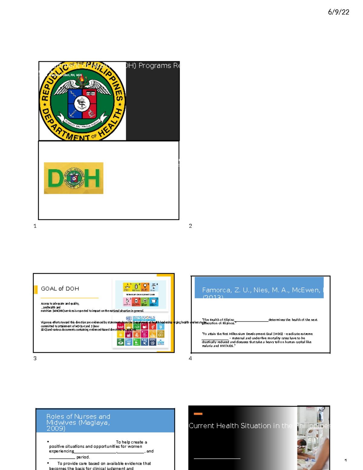 DOH Programs for Family Health: A Comprehensive Handout 2022 - Studocu