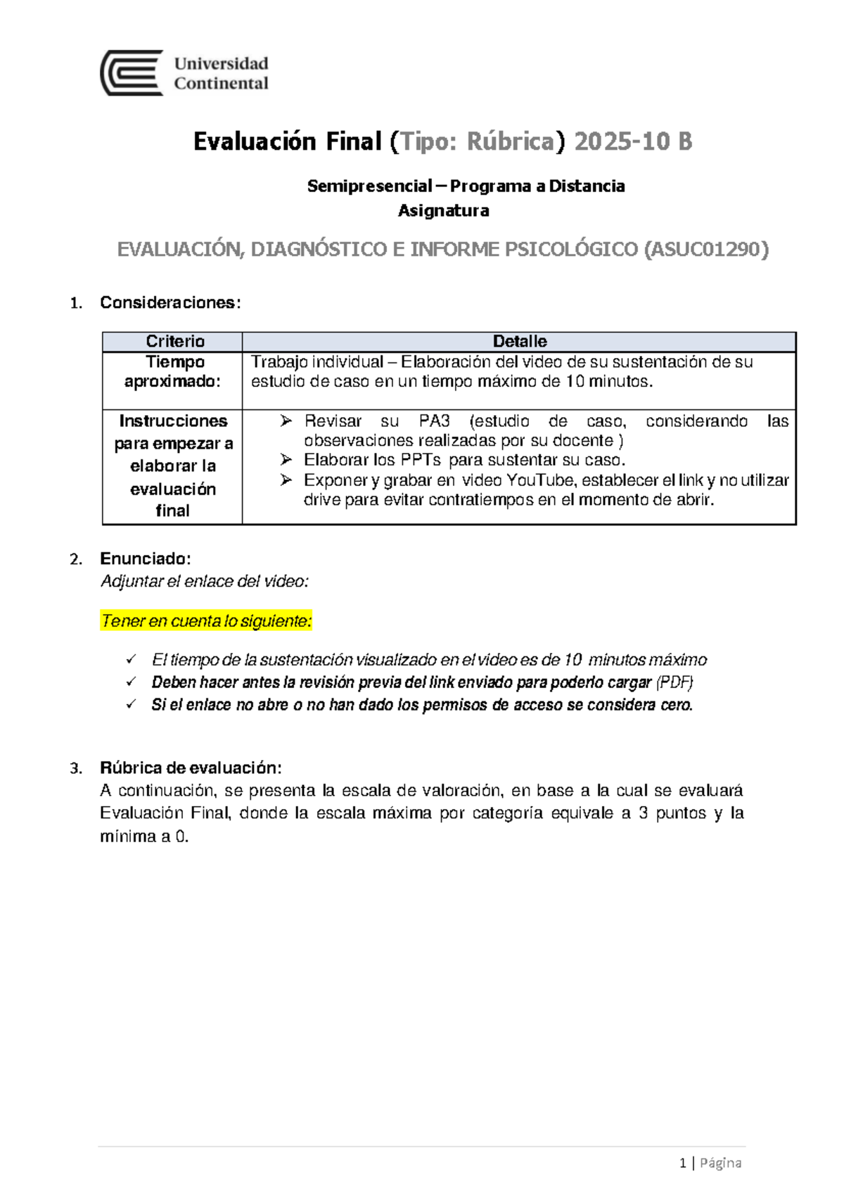 Examen Final Rúbrica EvaluaciÓn DiagnÓstico E Informe PsicolÓgico 1799