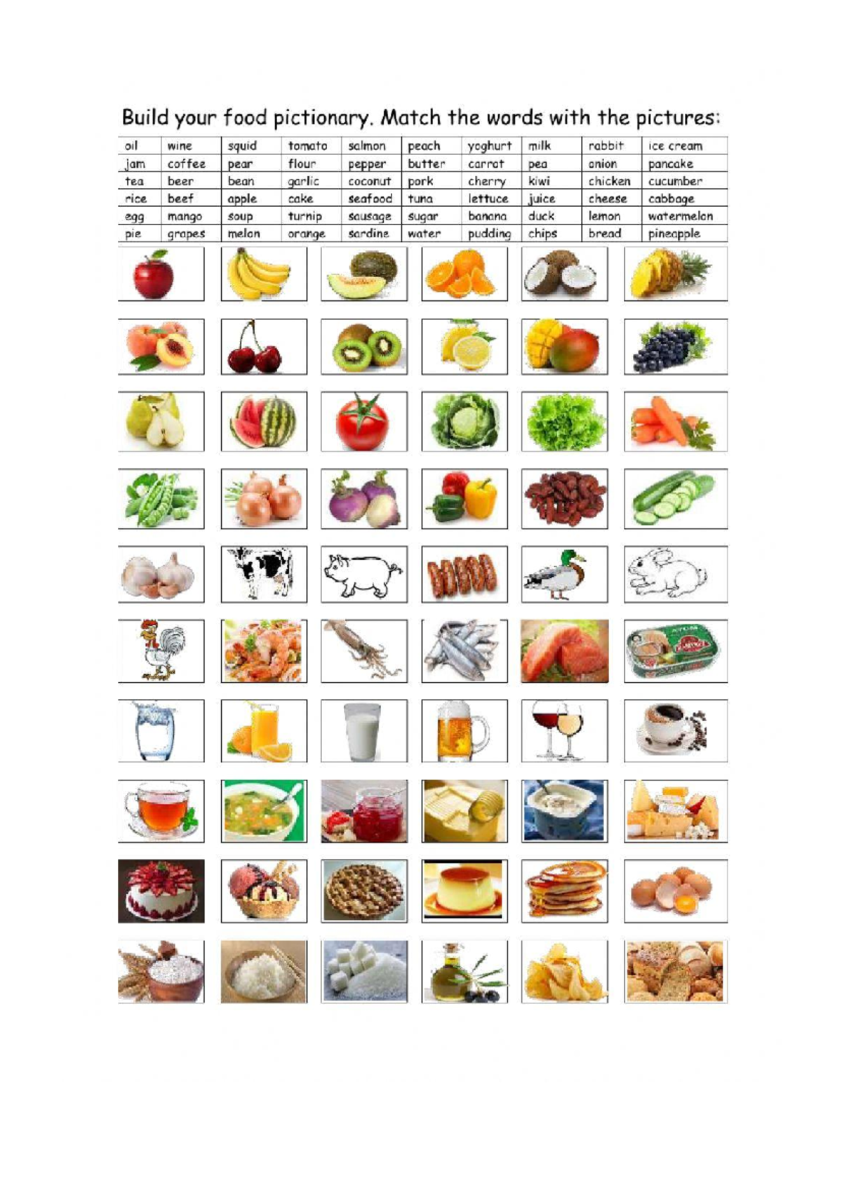 Food and Drink Pictionary: Match Words with Images - ATOM AMERE - Studocu