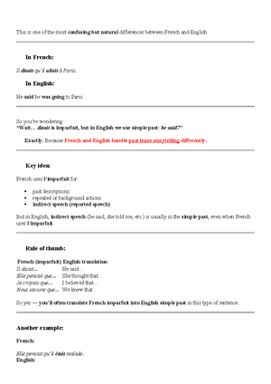 French B1 lesson notes on passé composé and present perfect comparison ...